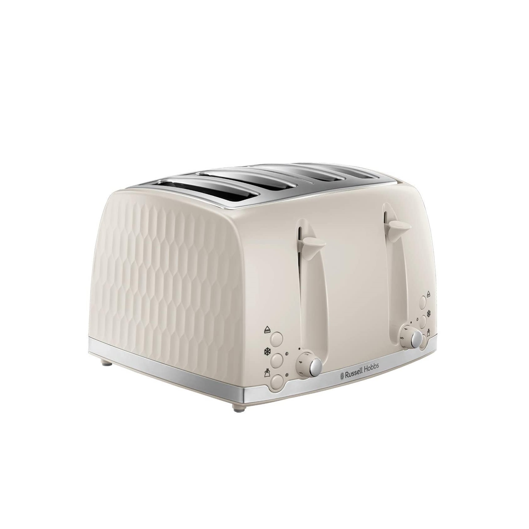 Russell Hobbs Honeycomb 4 Slice Extra Wide Slot Toaster – Cream – 1500W ...
